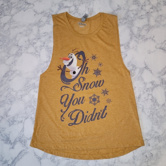 Disney | Tops | Disney Olaf Muscle Tank Frozen Tank Top Yellow Gray ...